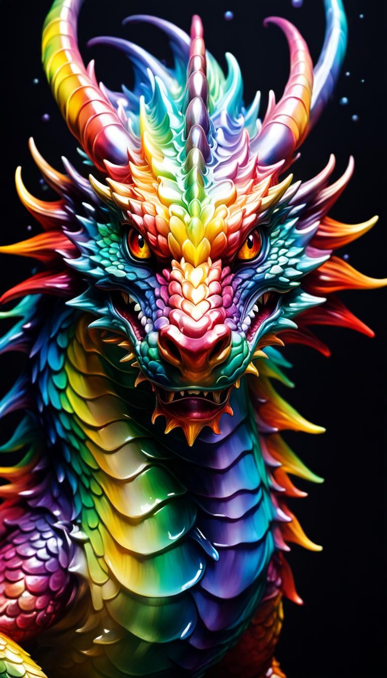 Rainbow glass dragon - AI Generated Artwork - NightCafe Creator
