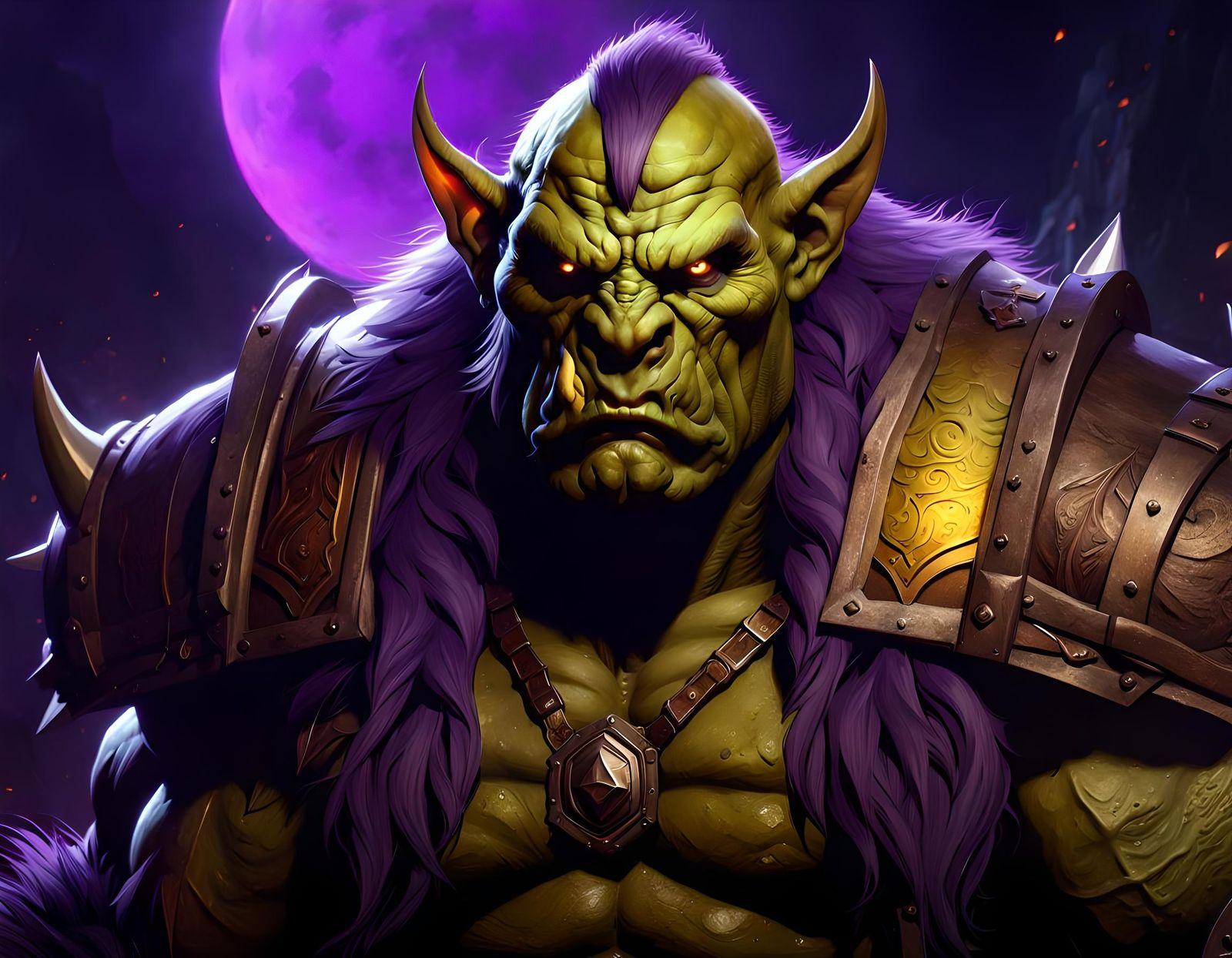 Large orc with yellowish skin and scars, tall and muscular - AI ...