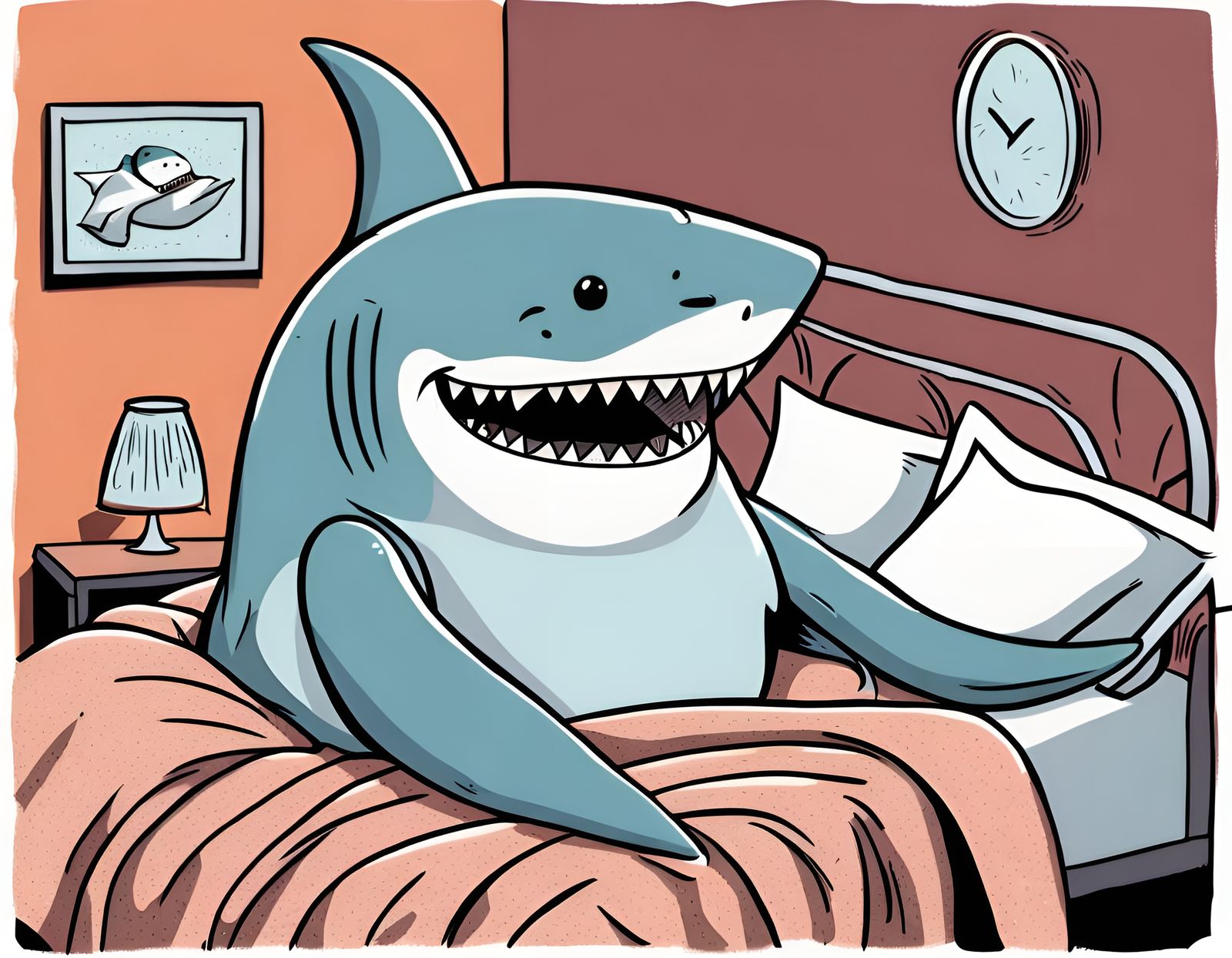 shark waking up in its "natural" habitat - AI Generated Artwork ...