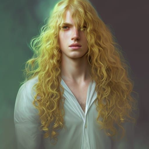 golden/yellow hair and white clothes - AI Generated Artwork - NightCafe ...