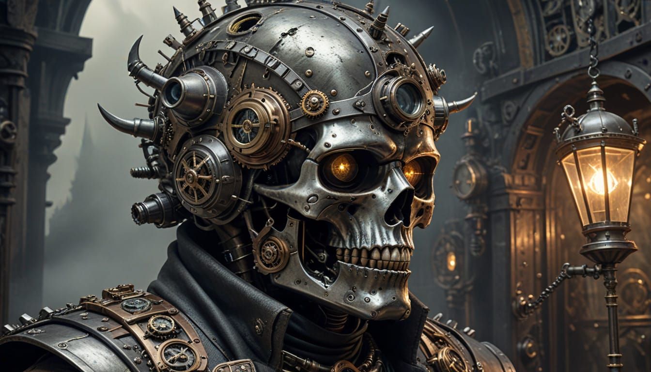 Steampunk Robot by Gaslight - Regal Steampunk Warrior in Got...