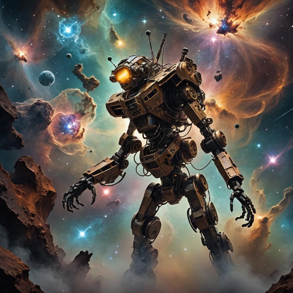 A Rogue Robot in Space - AI Generated Artwork - NightCafe Creator