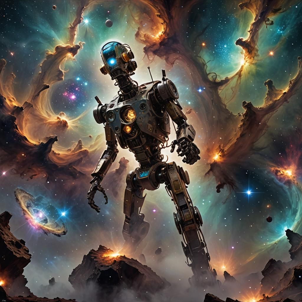 A Rogue Robot in Space - AI Generated Artwork - NightCafe Creator