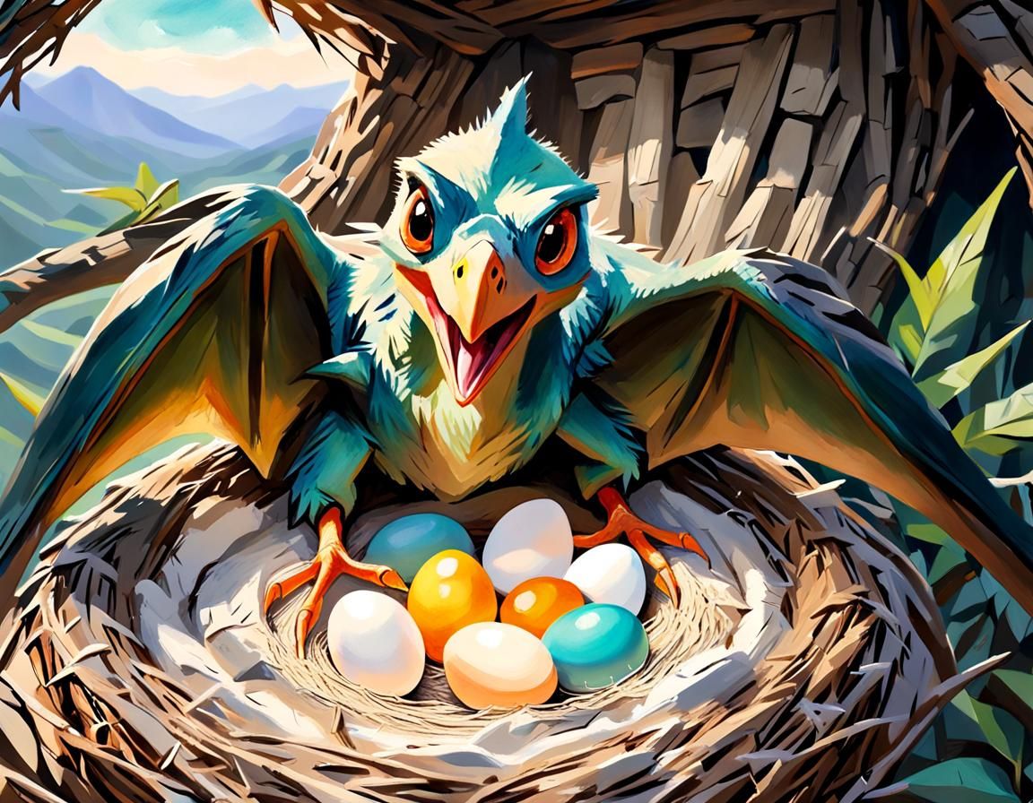 Pterodactyl mama - AI Generated Artwork - NightCafe Creator