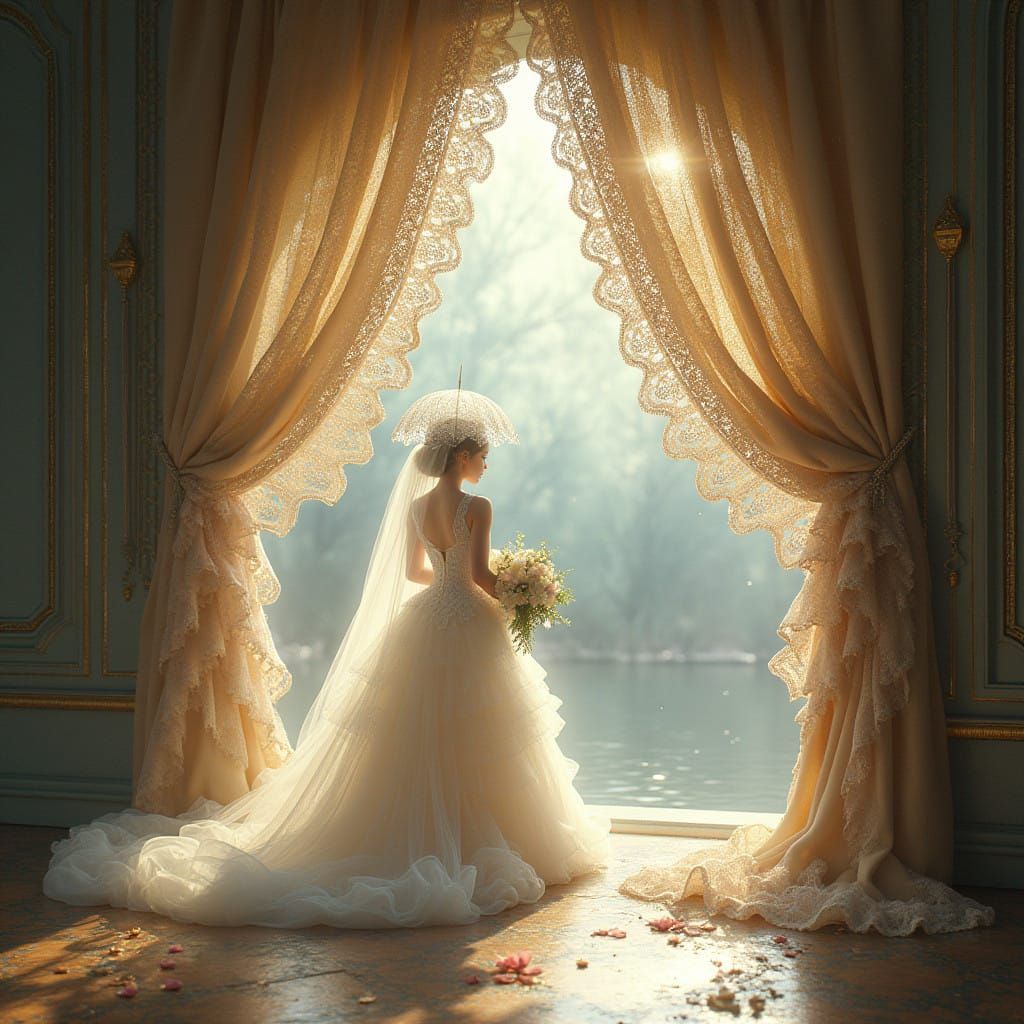 Lady sanding in front of a window - Whimsical Wedding Scene ...