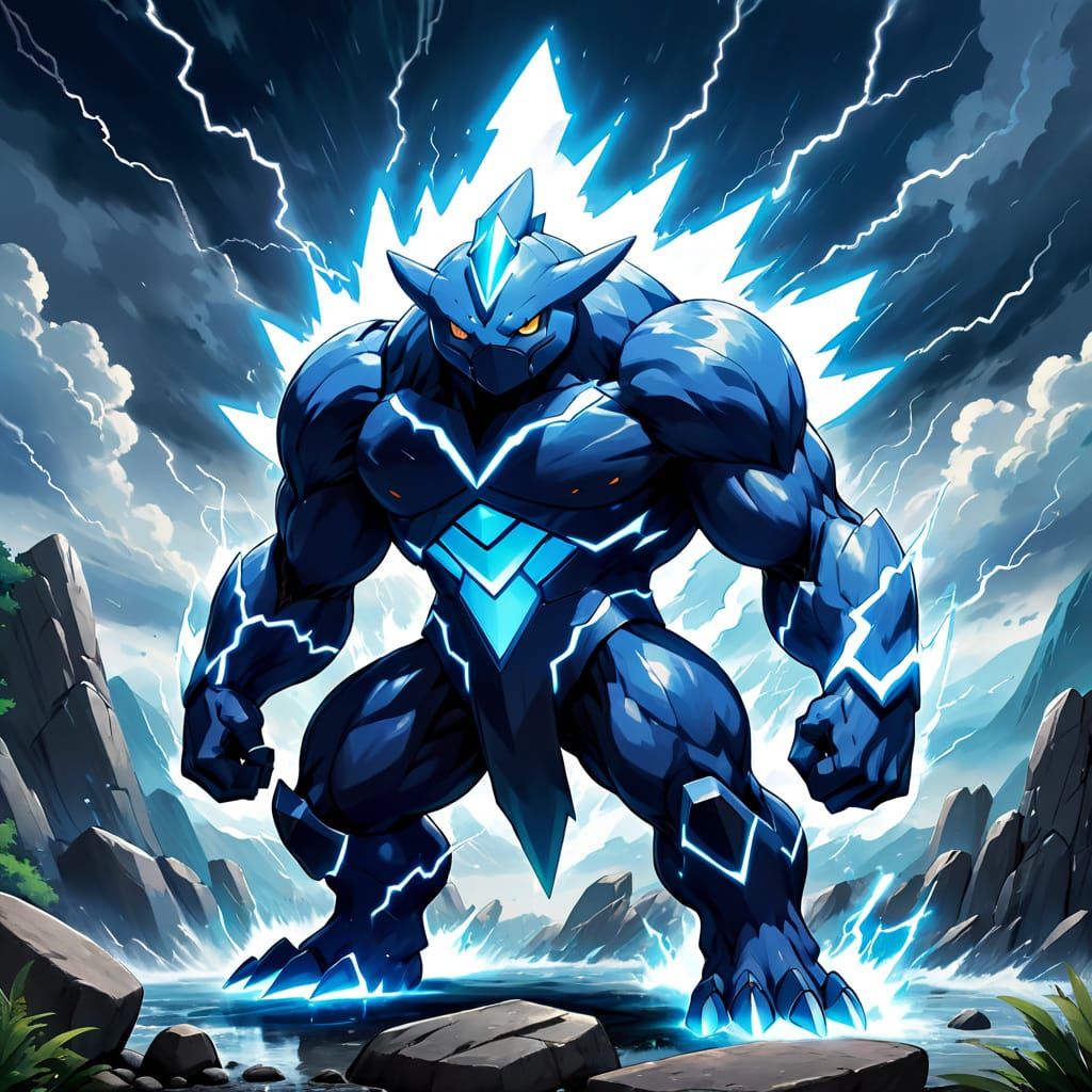 Majestic Electric Storm Giant Fakemon - AI Art