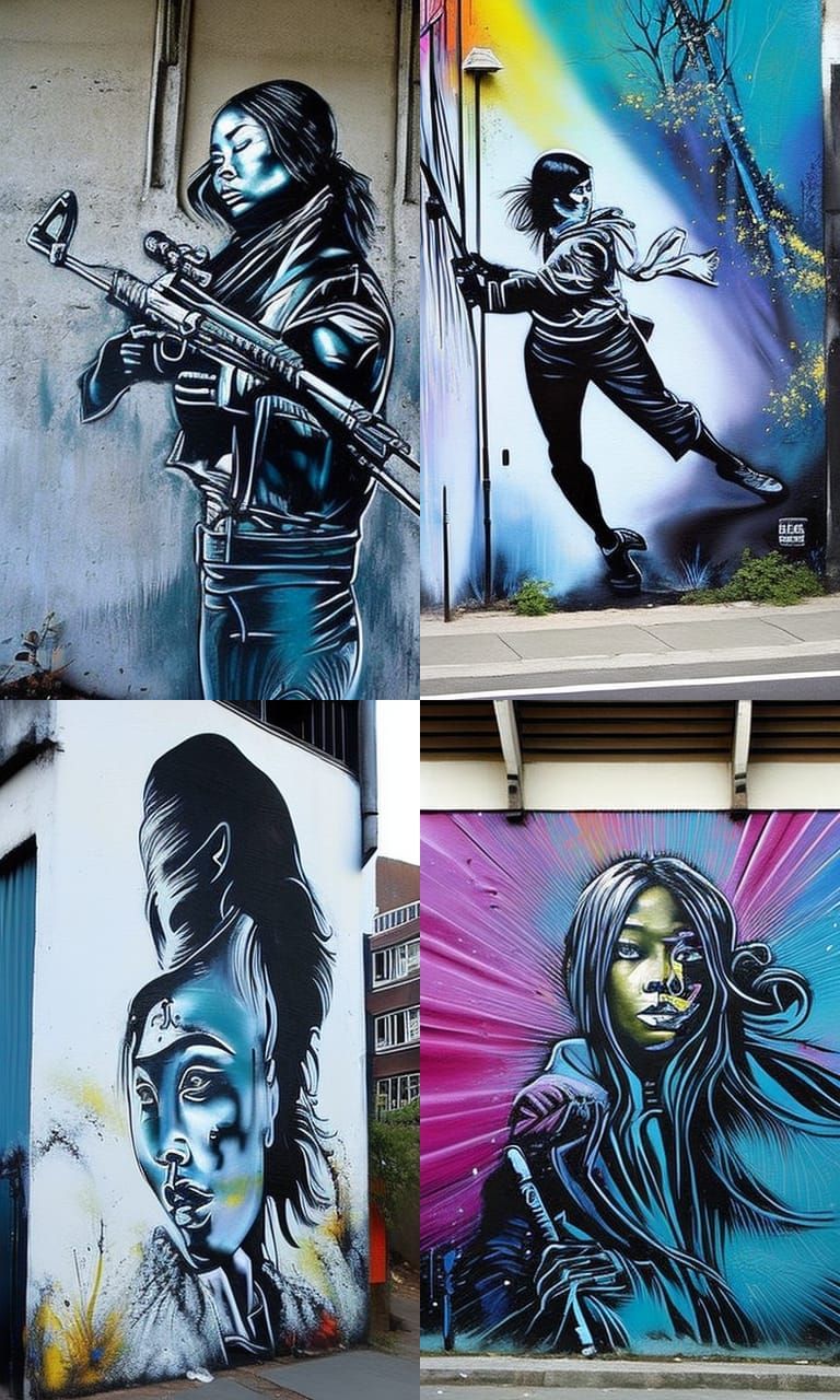 "Homeless Ballerina", spraypaint mural by C215 - AI Generated Artwork ...