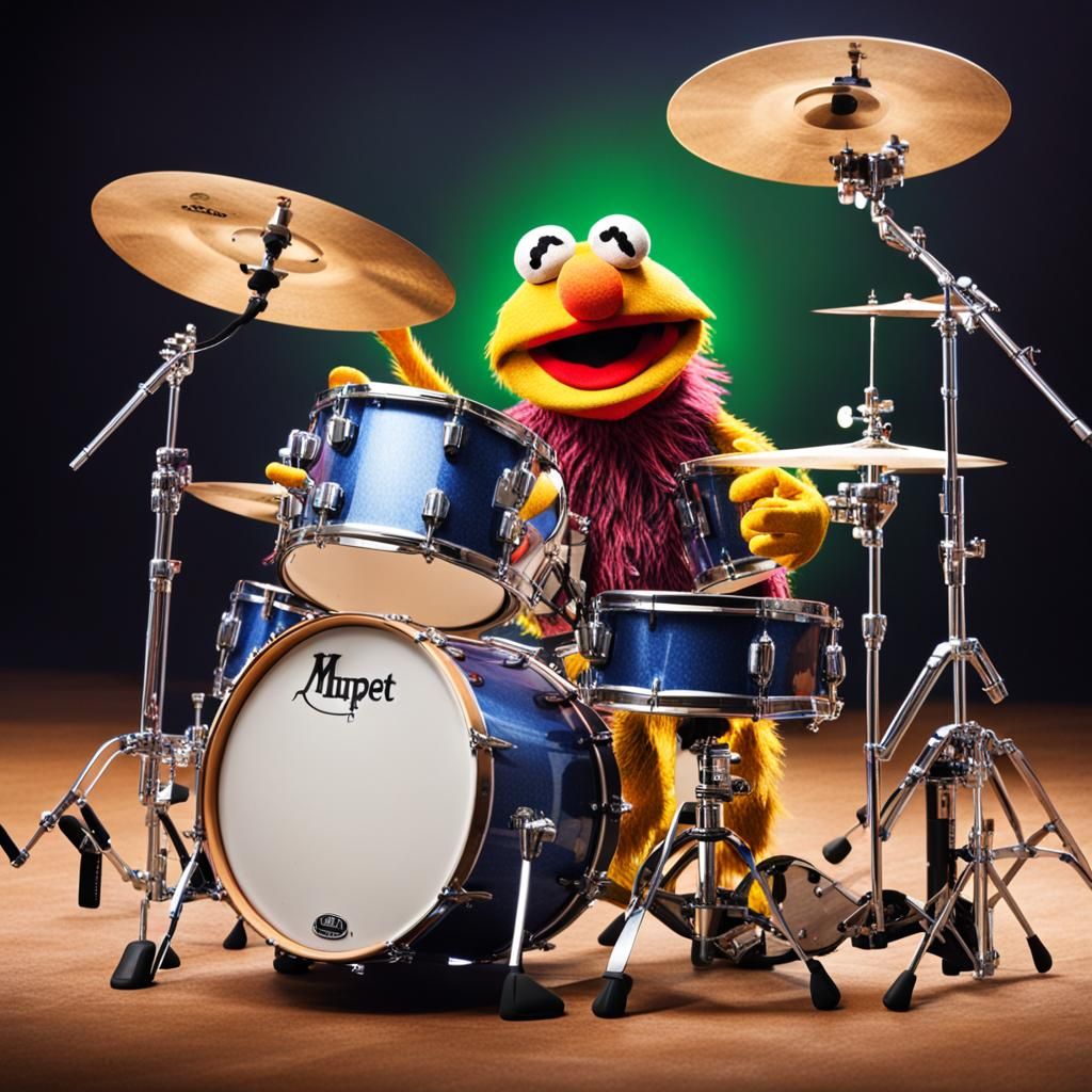 Muppet playing drums - AI Generated Artwork - NightCafe Creator