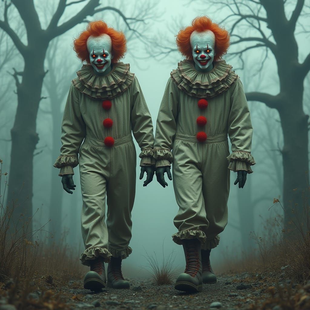 twin clowns brothers - Unsettling Twin Clowns Conjure an E...