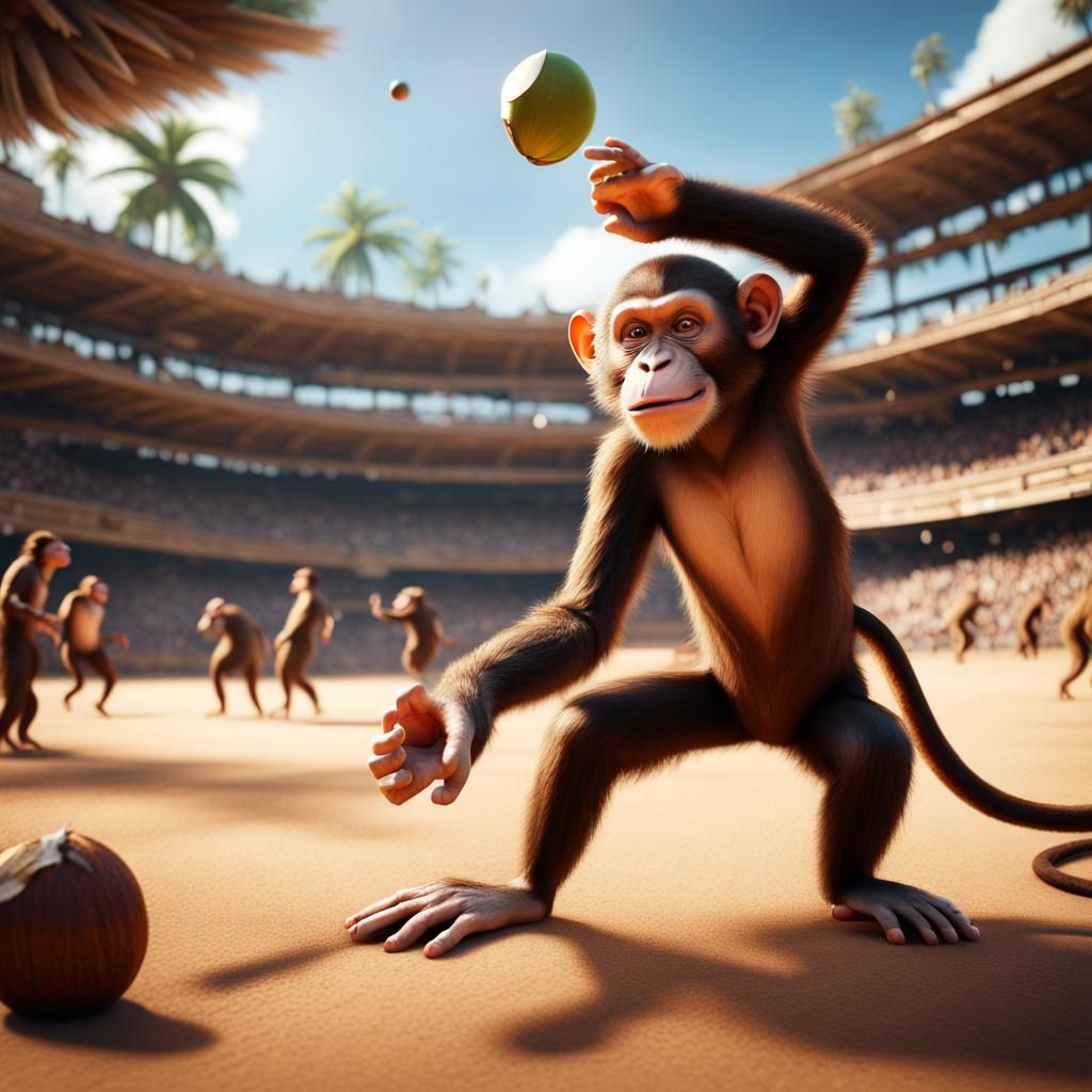 Monkey with coconuts - AI Generated Artwork - NightCafe Creator