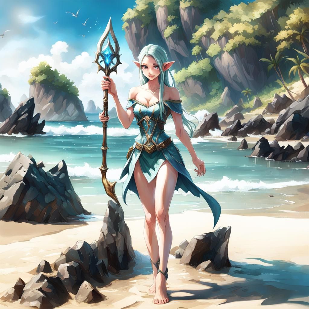 Water elves walking on the beach - AI Generated Artwork - NightCafe Creator