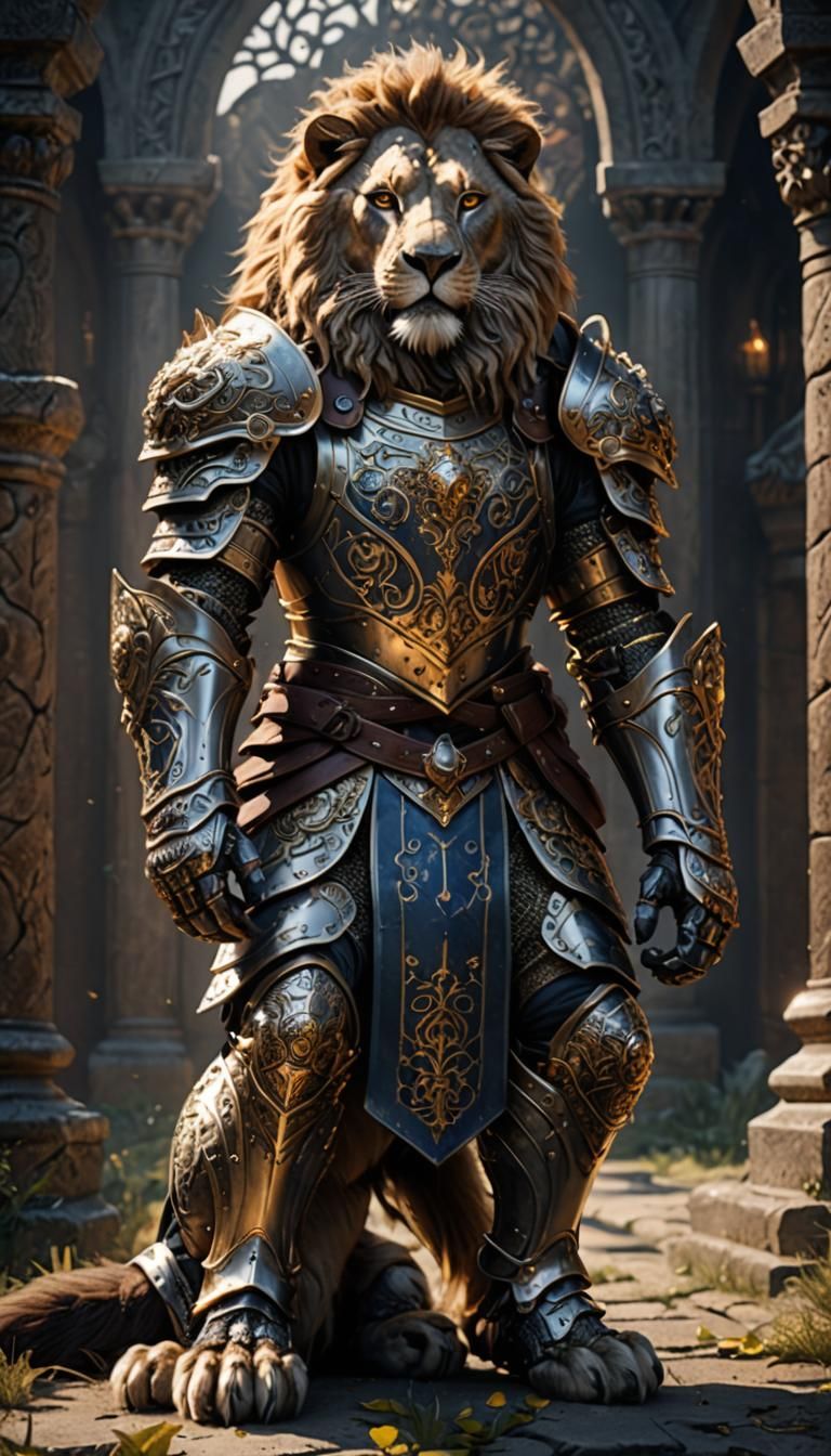 Lion knight, portrait, Pride of the Kingdom - AI Generated Artwork ...