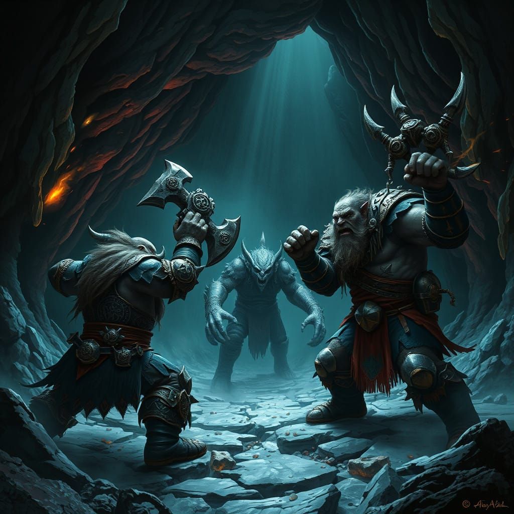 I - Dark Dwarves vs Orc in Eerie Cavern
