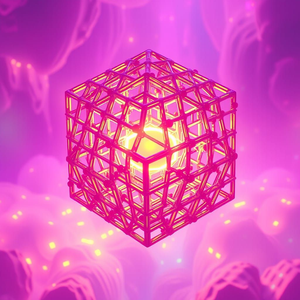 hypercube - Futuristic Hypercube Radiates Vibrant Light in ...