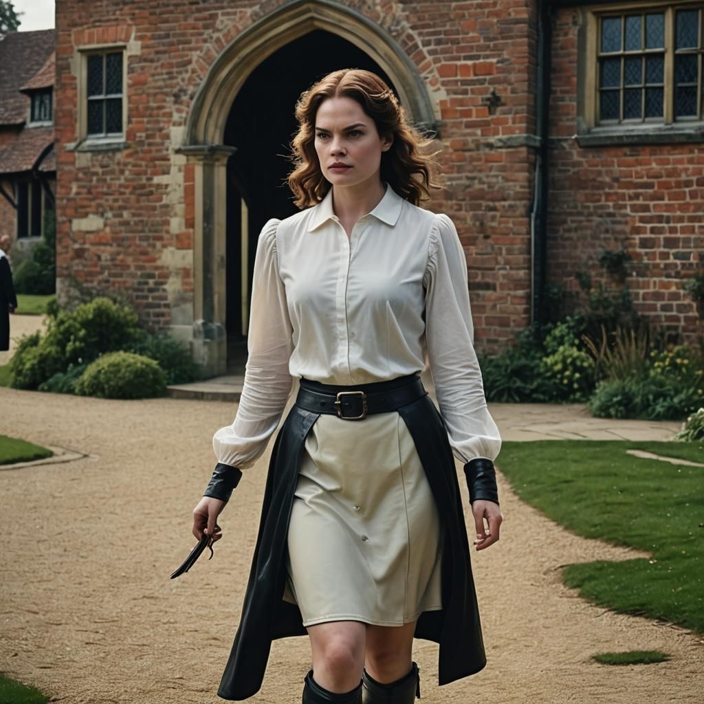 Ruth Wilson is an aristocratic lady dressed in a white blouse, short ...