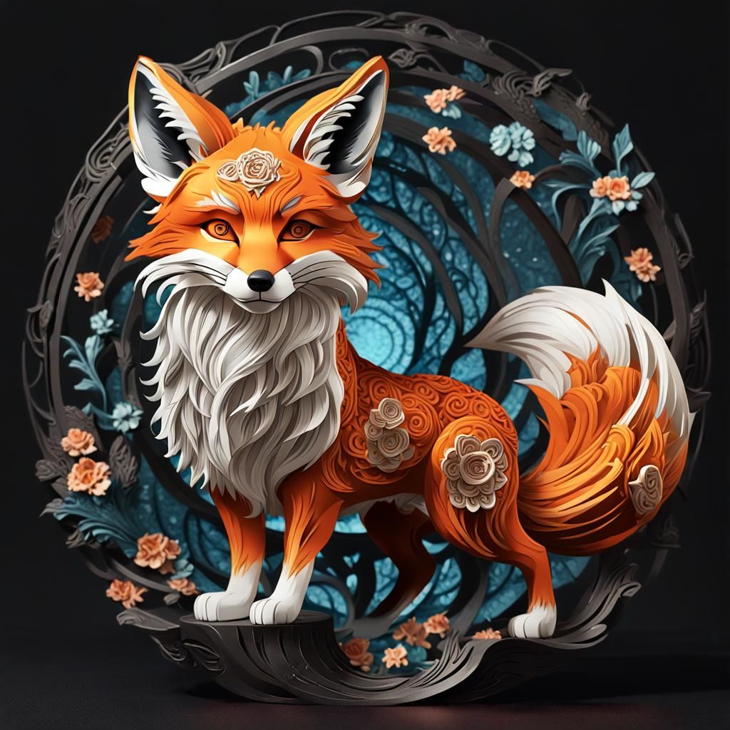 Kirigami of mythological fox - AI Generated Artwork - NightCafe Creator