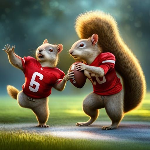 squirrels wearing american football equipment and playing american ...