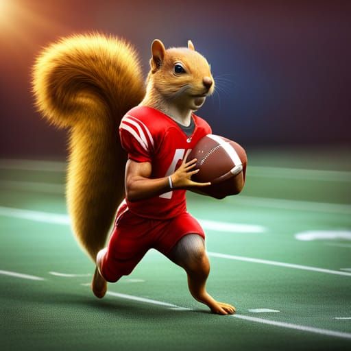 squirrels wearing american football equipment and playing american ...