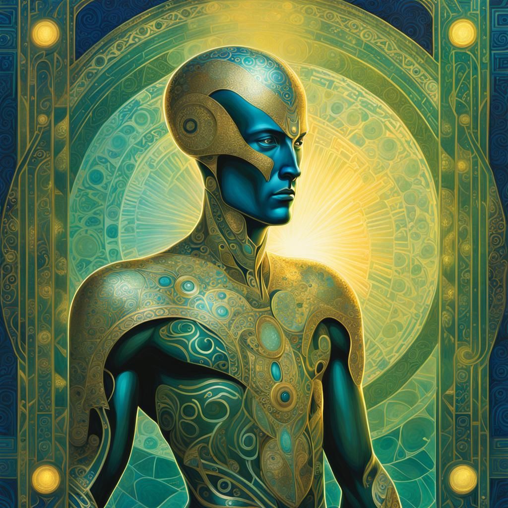 Alien Enforcer and Judge - Gustav Klimt-Inspired Alien Judge...