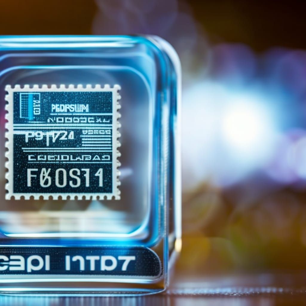 Futuristic postage stamp - AI Generated Artwork - NightCafe Creator