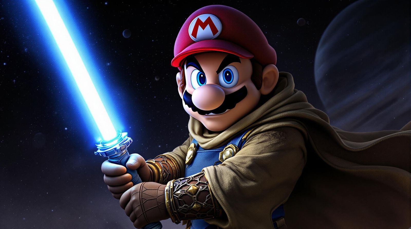 STARIO WARS - Mario as Cyberpunk Jedi Knight in Space