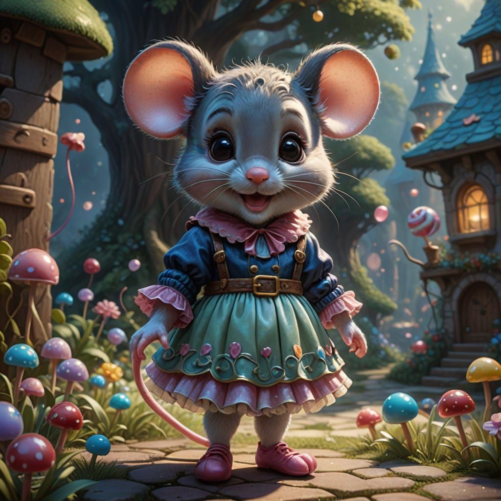 Surreal Whimsical Fantasy Mouse Girl in Ethereal C... - AI Art
