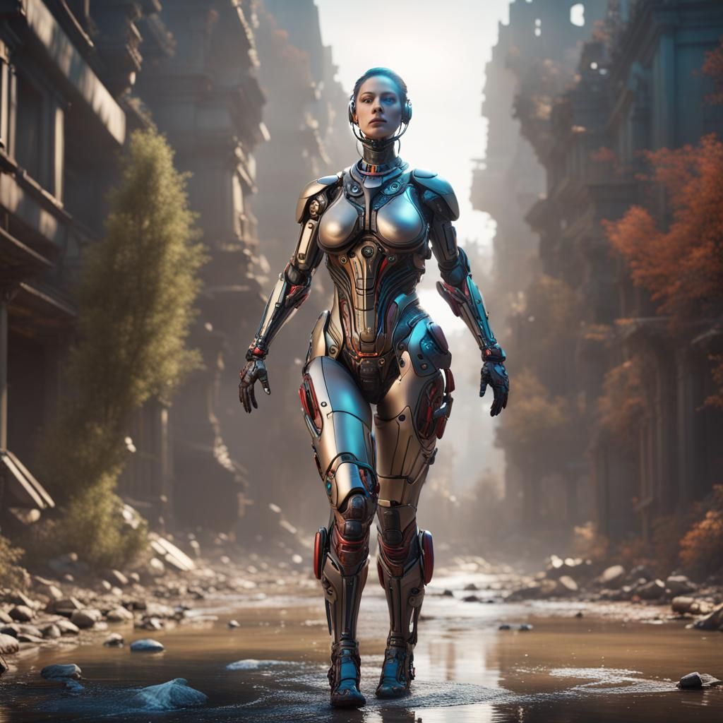 hyperrealistic cyborg as Adele, full body - AI Generated Artwork - NightCafe Creator