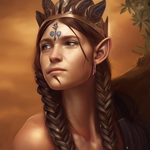 alien ethereal warrior, elf ears, blue skin, tattoos, tribal woman with ...
