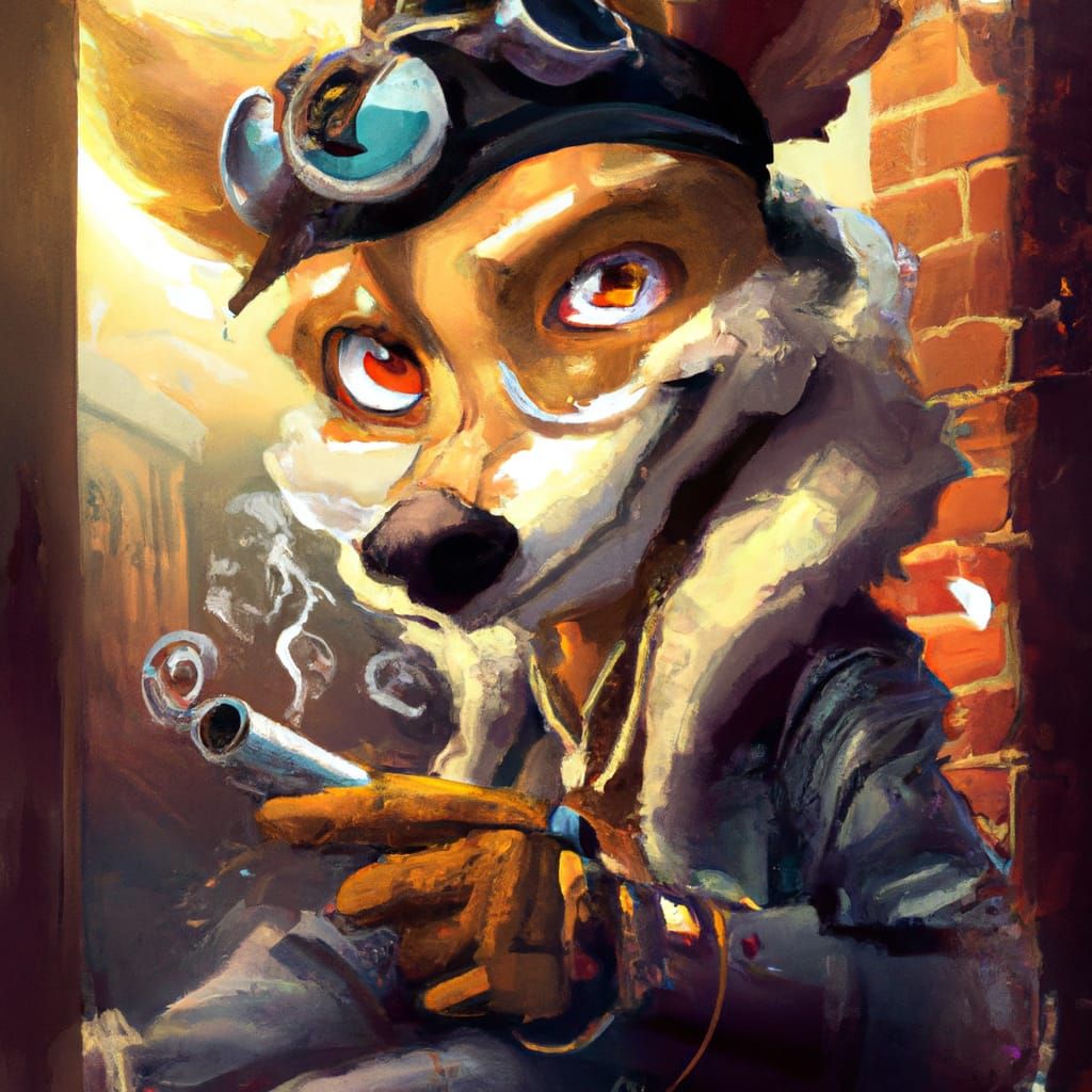 A steampunk fox smoking a cigar in a city alley #2 - AI Generated ...