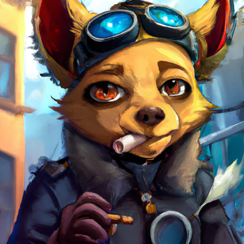 A steampunk fox smoking a cigar in a city alley #3 - AI Generated ...