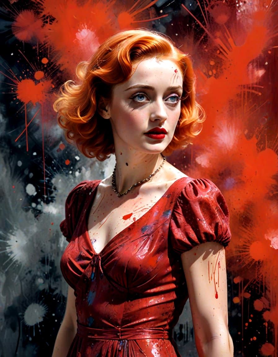 "Splattered Allure: Art Meets Glamour"