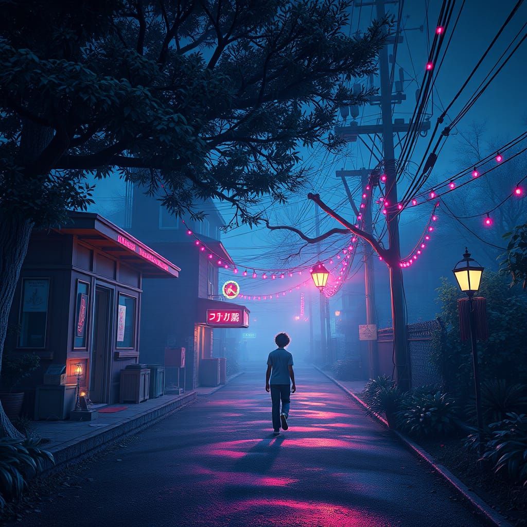 stranger things - Ethereal Cyberpunk Cityscape in Neon Dream...