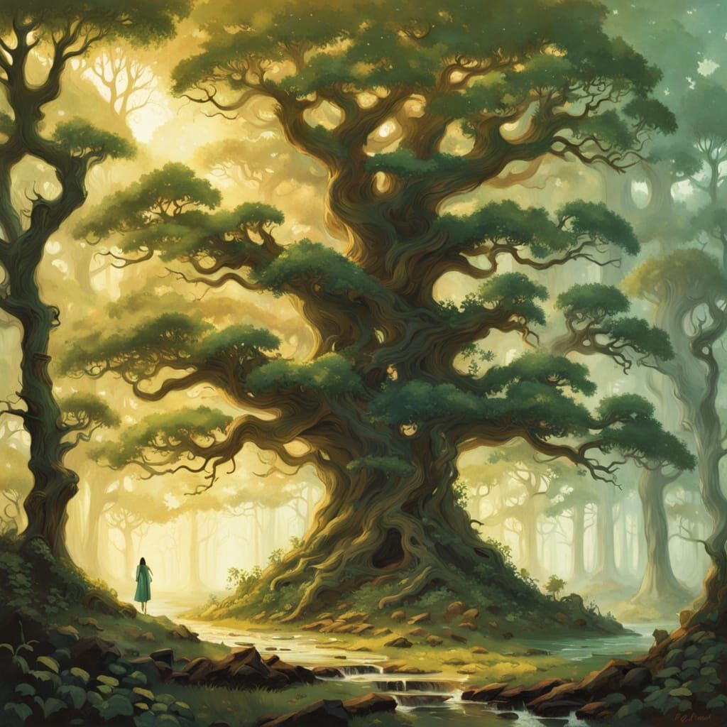 Mystical Druid in Sacred Grove - AI Art
