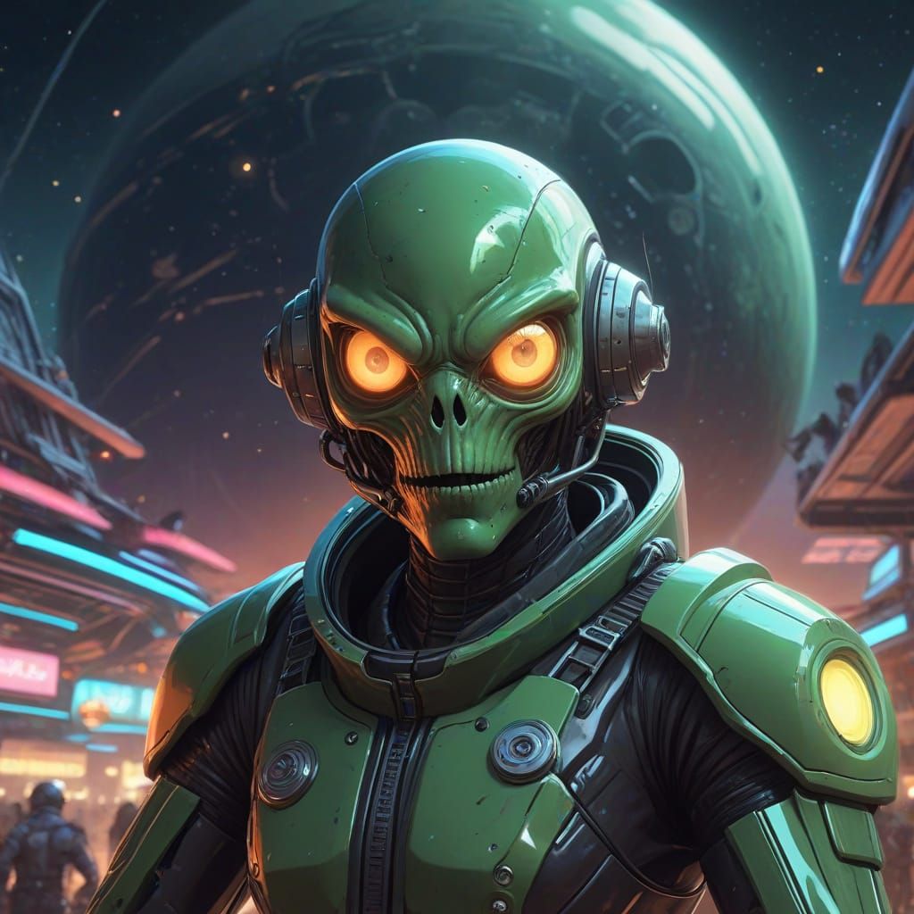 The Malevolent Alien Being - Glowing Alien Being in Spacesui...