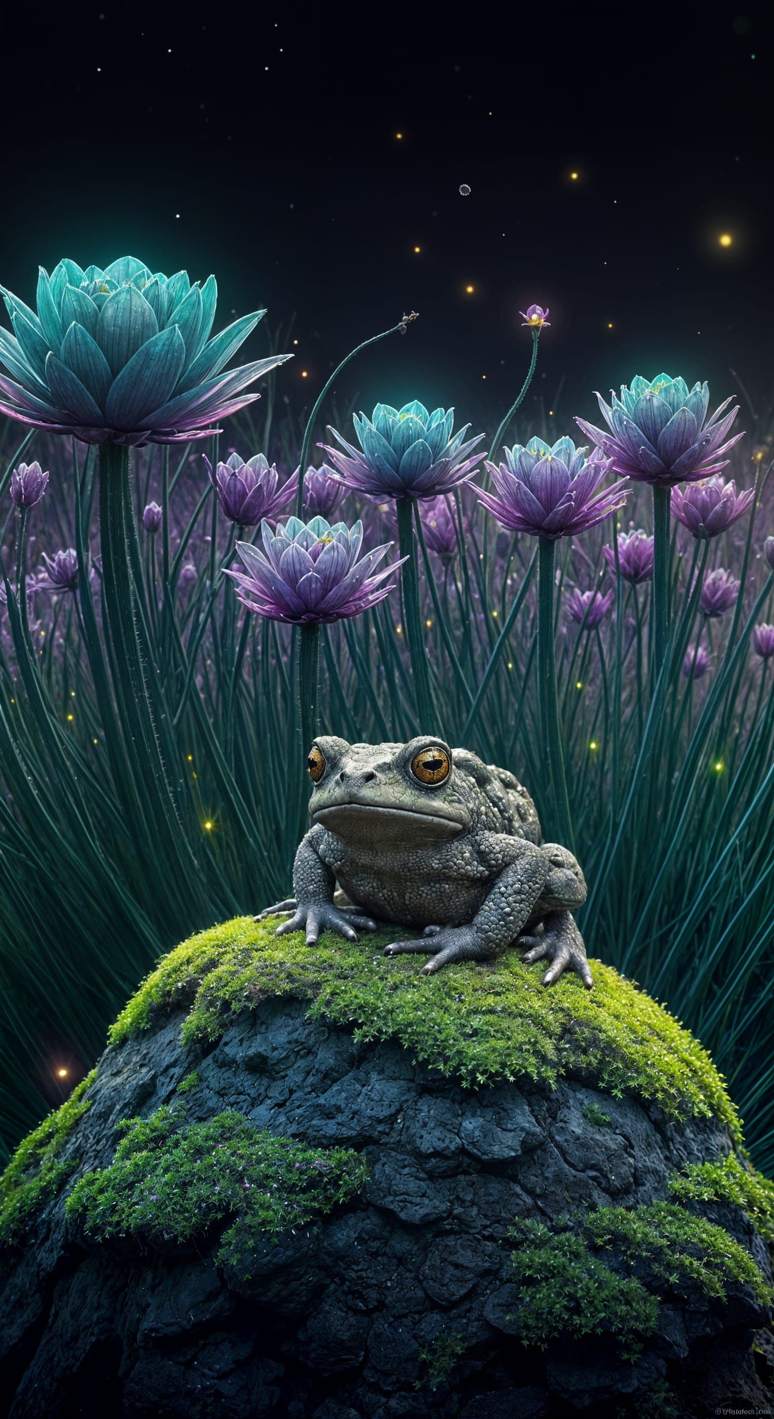 Toad totally - Surreal Twilight Meadow with Bioluminescent ...