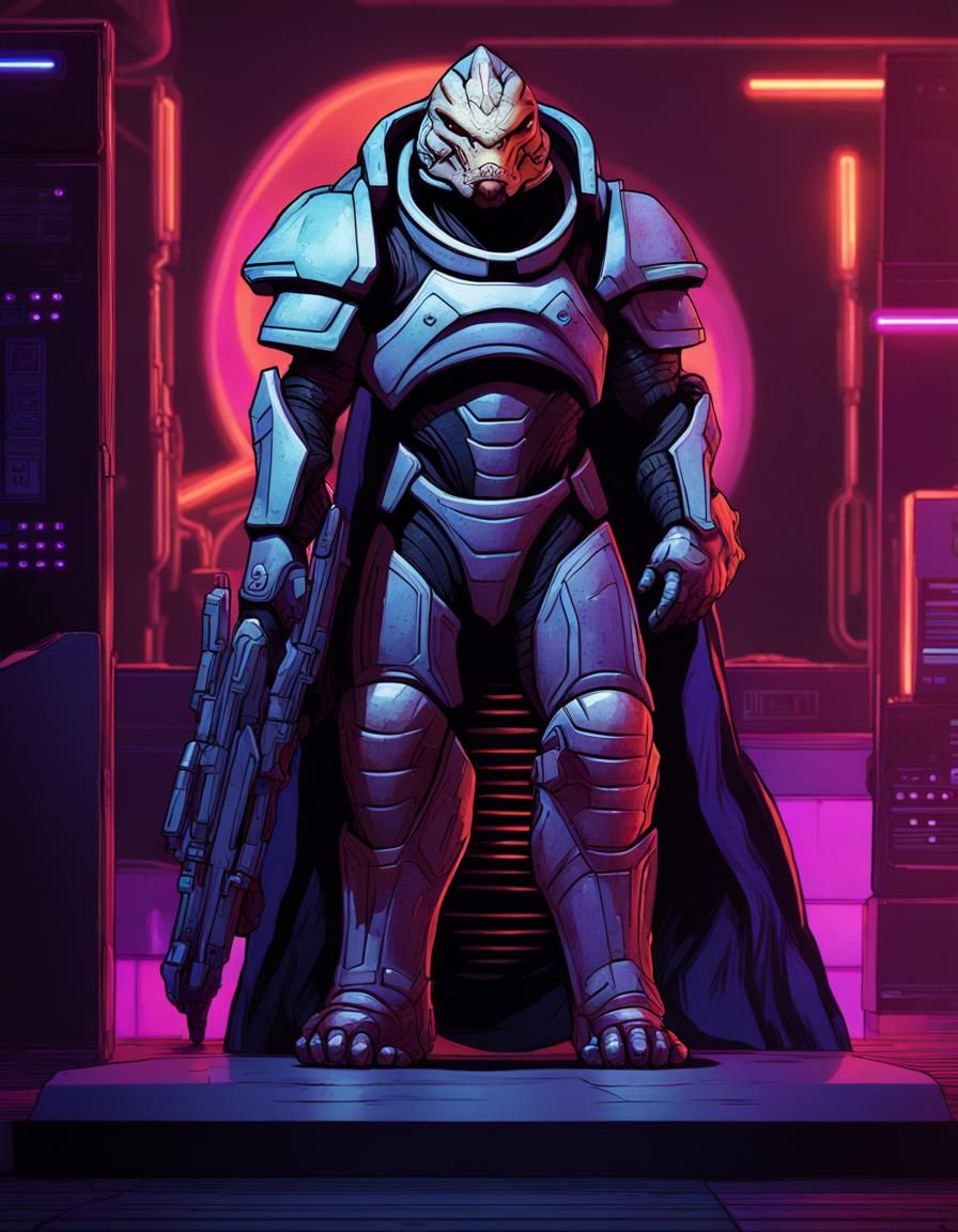 Mass Effect. Krogan Soldier. Synthwave style. - AI Generated Artwork ...