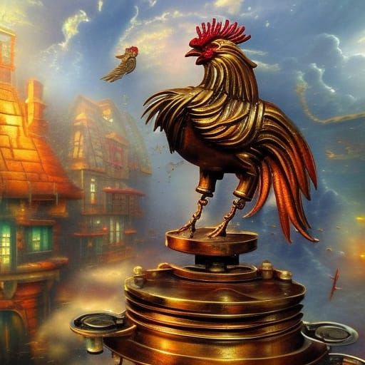 mechanical rooster in 3D, steampunk collection, highly detailed - AI ...