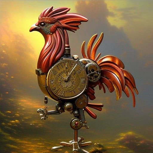 mechanical rooster in 3D, steampunk collection, highly detailed - AI ...