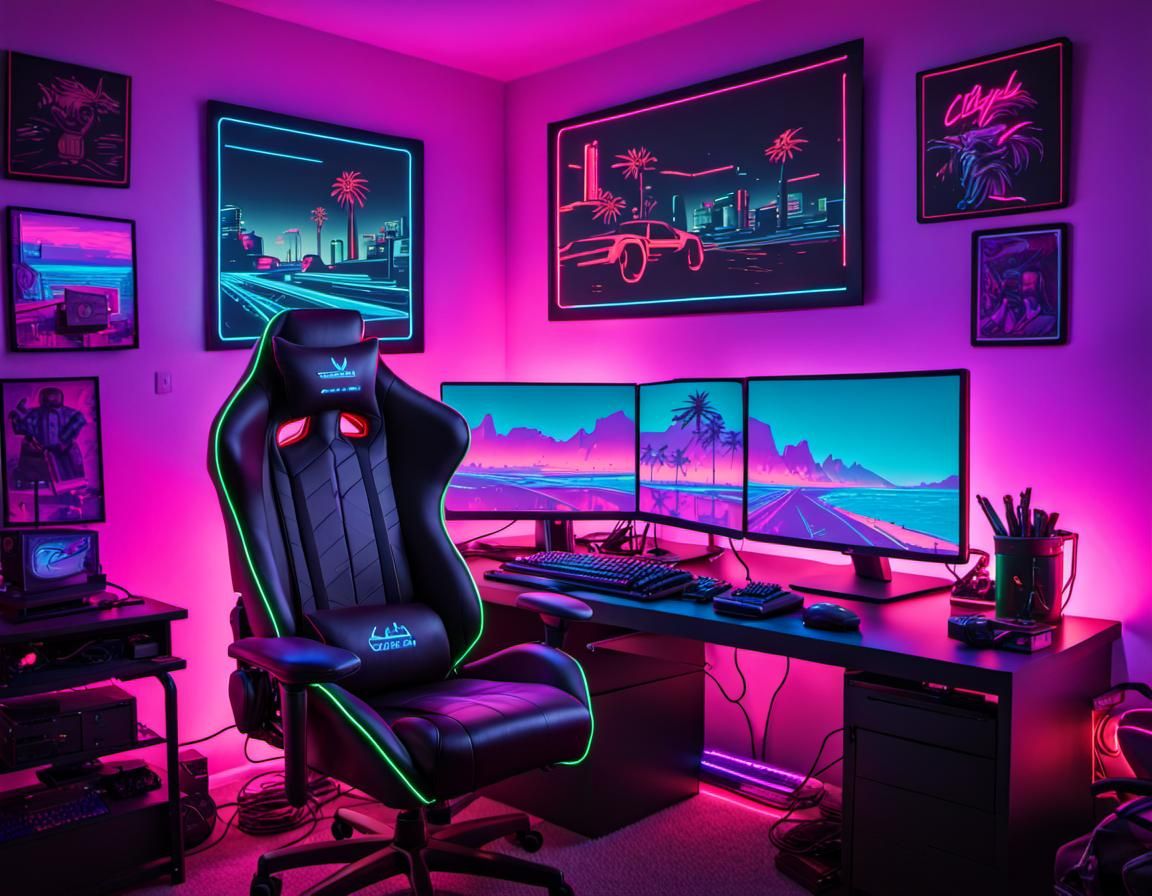 Gaming PC Setup - AI Generated Artwork - NightCafe Creator