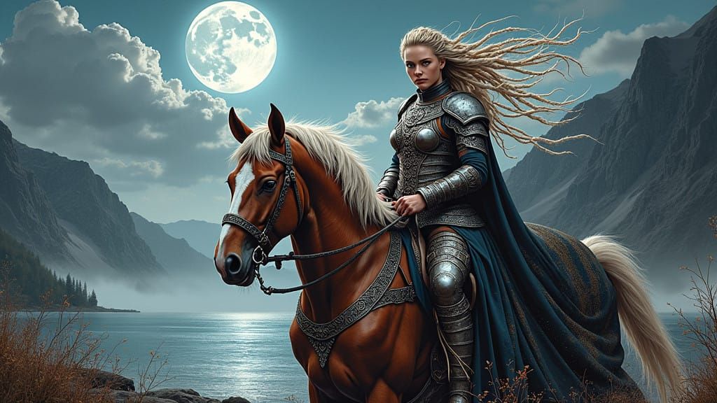 Viking Warrior Queen in Cosmic Glory - AI Art