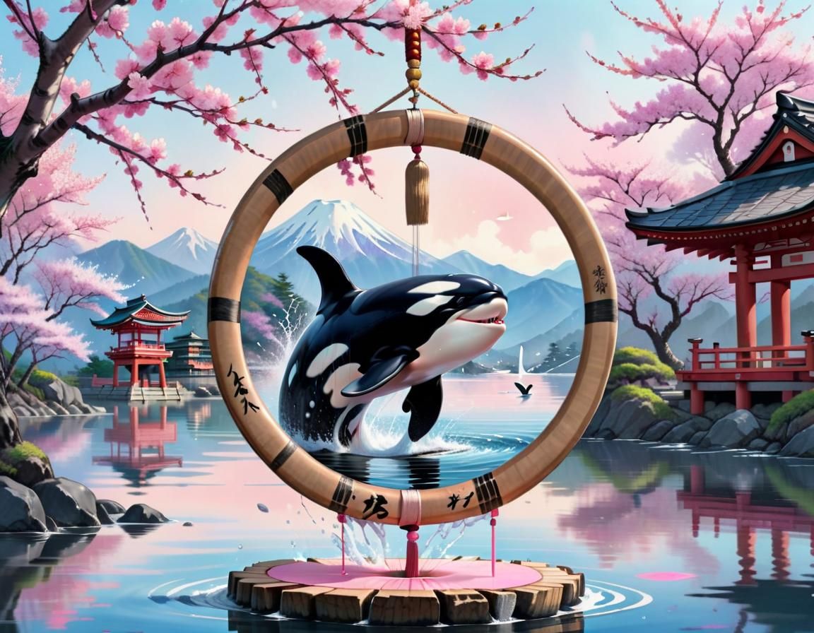 Gong, Orca, Cherry Blossoms, Serene - AI Generated Artwork - NightCafe ...