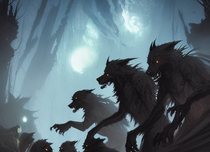 Roving Pack of Werewolves - AI Generated Artwork - NightCafe Creator