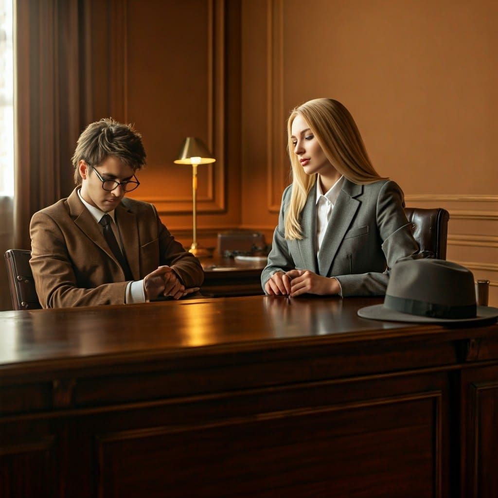 Young Executive in Professional Portrait with Assi... - AI Art