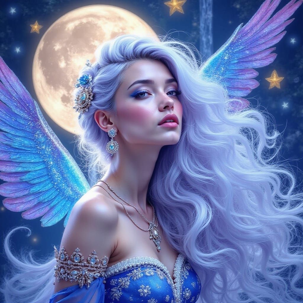 Goddess of the moon - Eastern Princess in a Watercolour Drea...