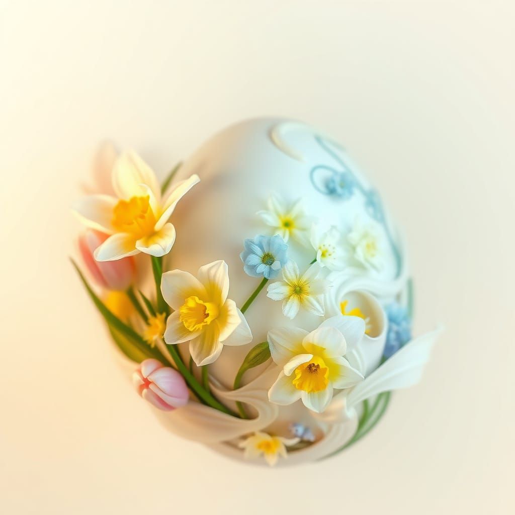 Abstract Easter Egg - Ethereal Springtime Egg in Pastel Hues