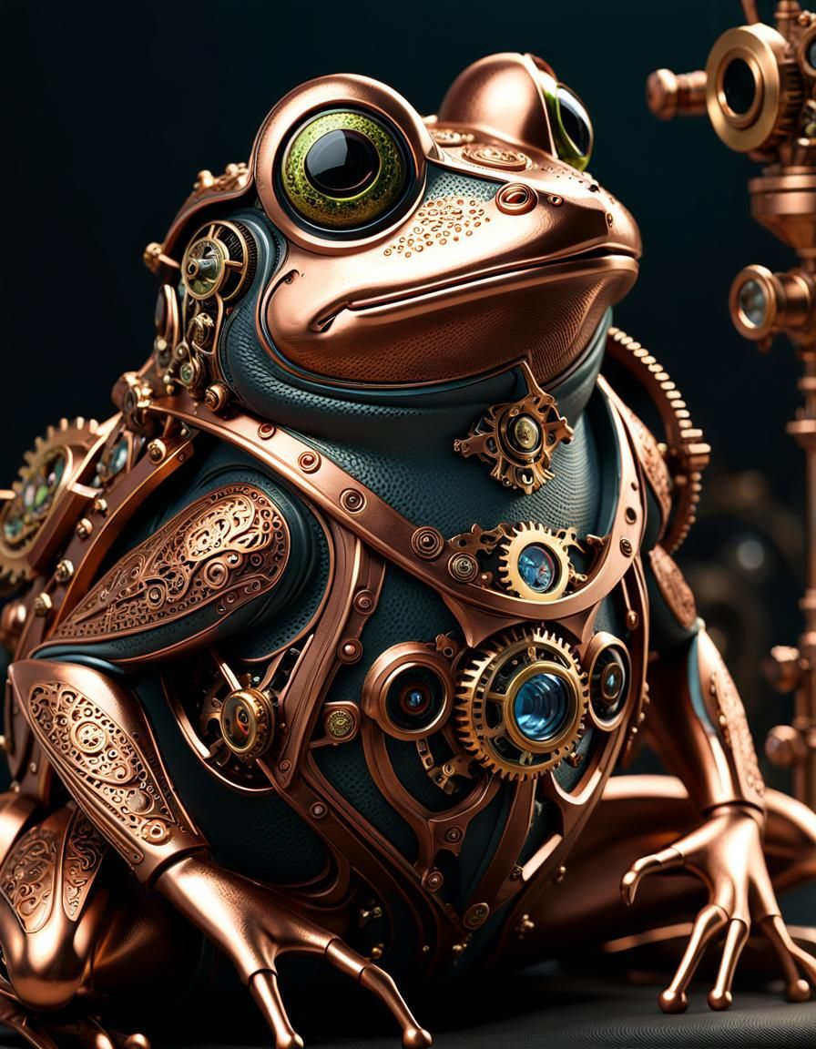 Steampunk frog - AI Generated Artwork - NightCafe Creator