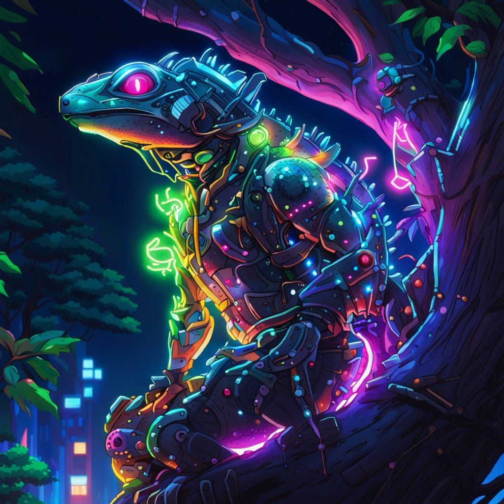 Neon Lizard - AI Generated Artwork - NightCafe Creator