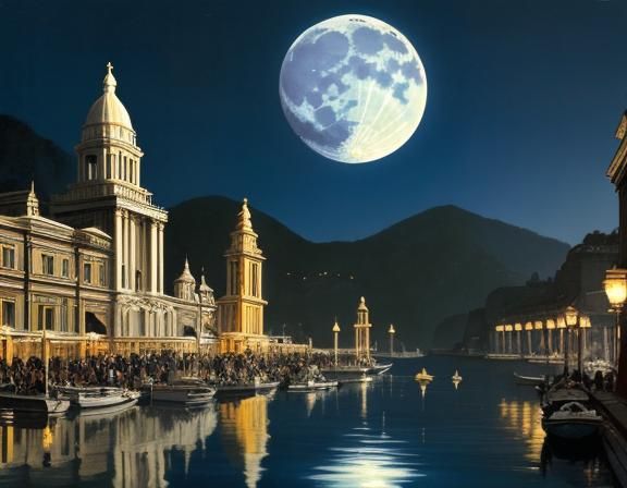 San Tropos by moonlight - AI Generated Artwork - NightCafe Creator