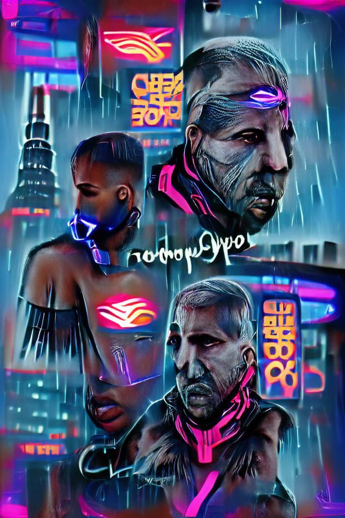 Cyborg cyberpunk 2099 blade runner 2049 neon synthwave neon retro - AI ...