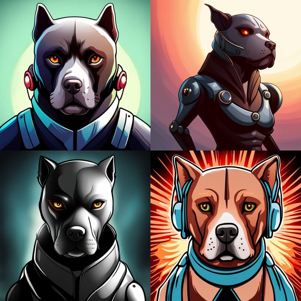 Robot alien pitbull overlords - AI Generated Artwork - NightCafe Creator